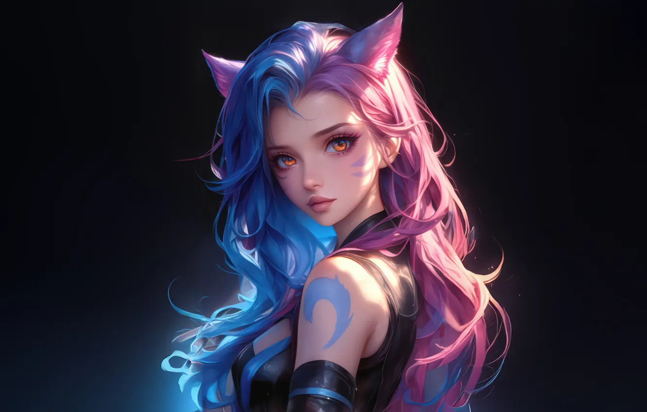 Wallpaper light, catgirl, Chromatic, shadows for mobile and desktop ...