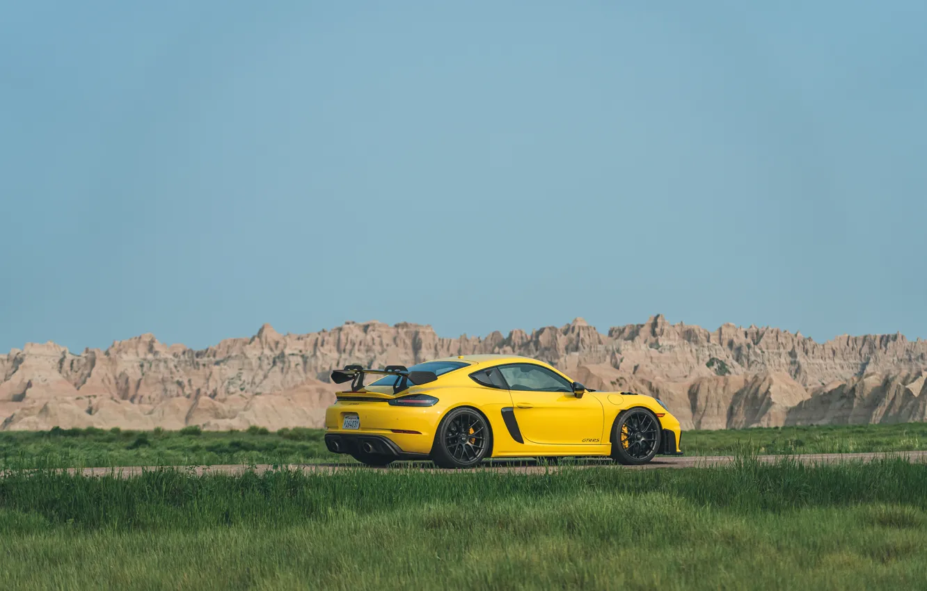 Wallpaper Porsche, Cayman, yellow, sports car, Weissach Package, 718, Porsche 718 Cayman GT4 RS ...