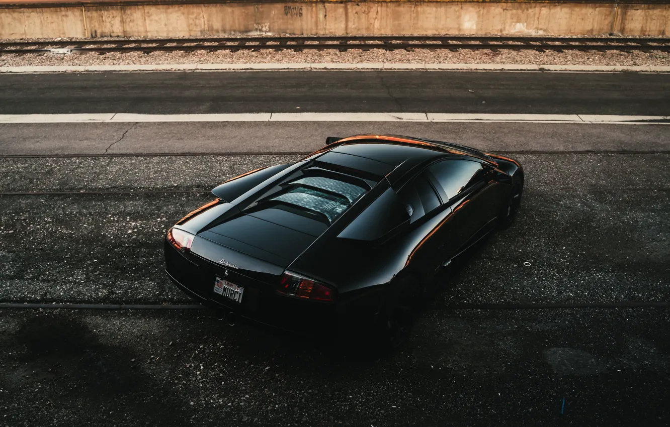 Wallpaper Black, Murcielago, Rear View for mobile and desktop, section ...