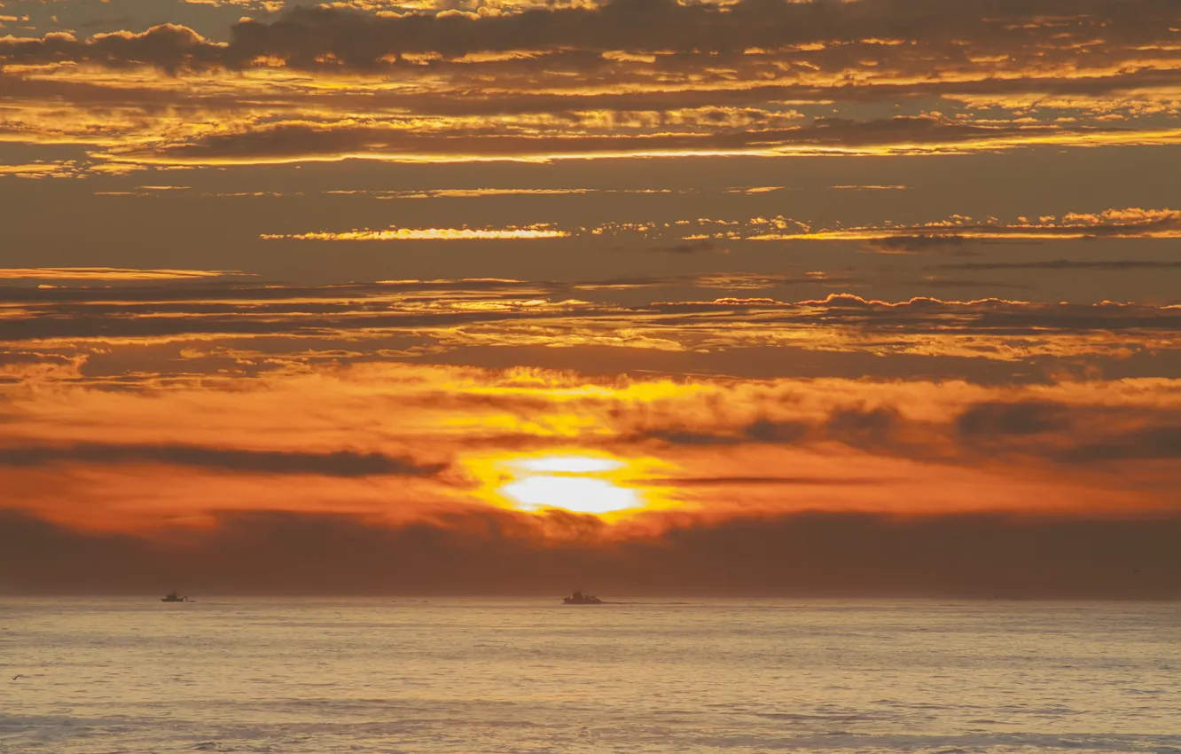 Wallpaper twilight, sea, ocean, sunset, seascape, dusk, boats, fishing ...