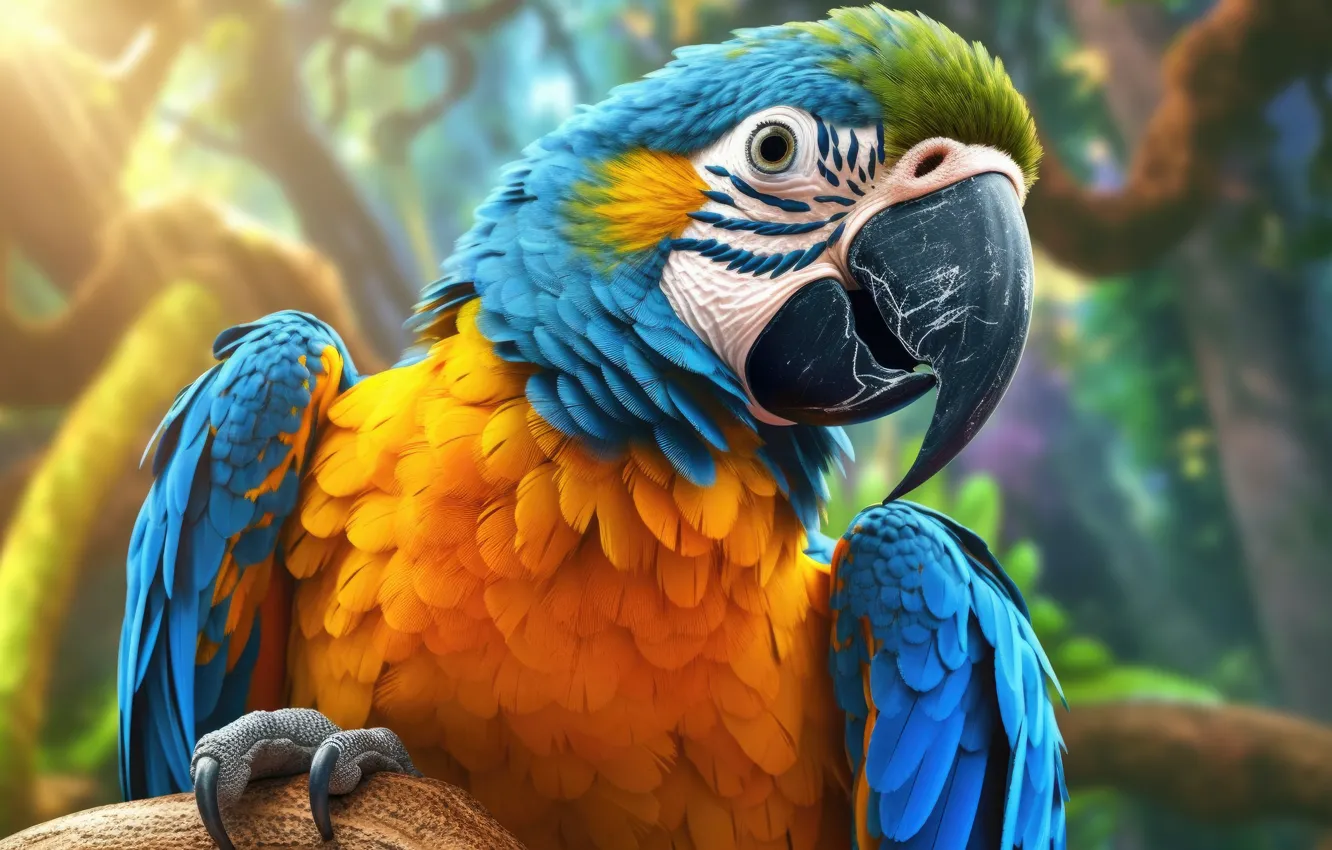 Wallpaper look, bird, portrait, parrot, AI art, neural network for ...
