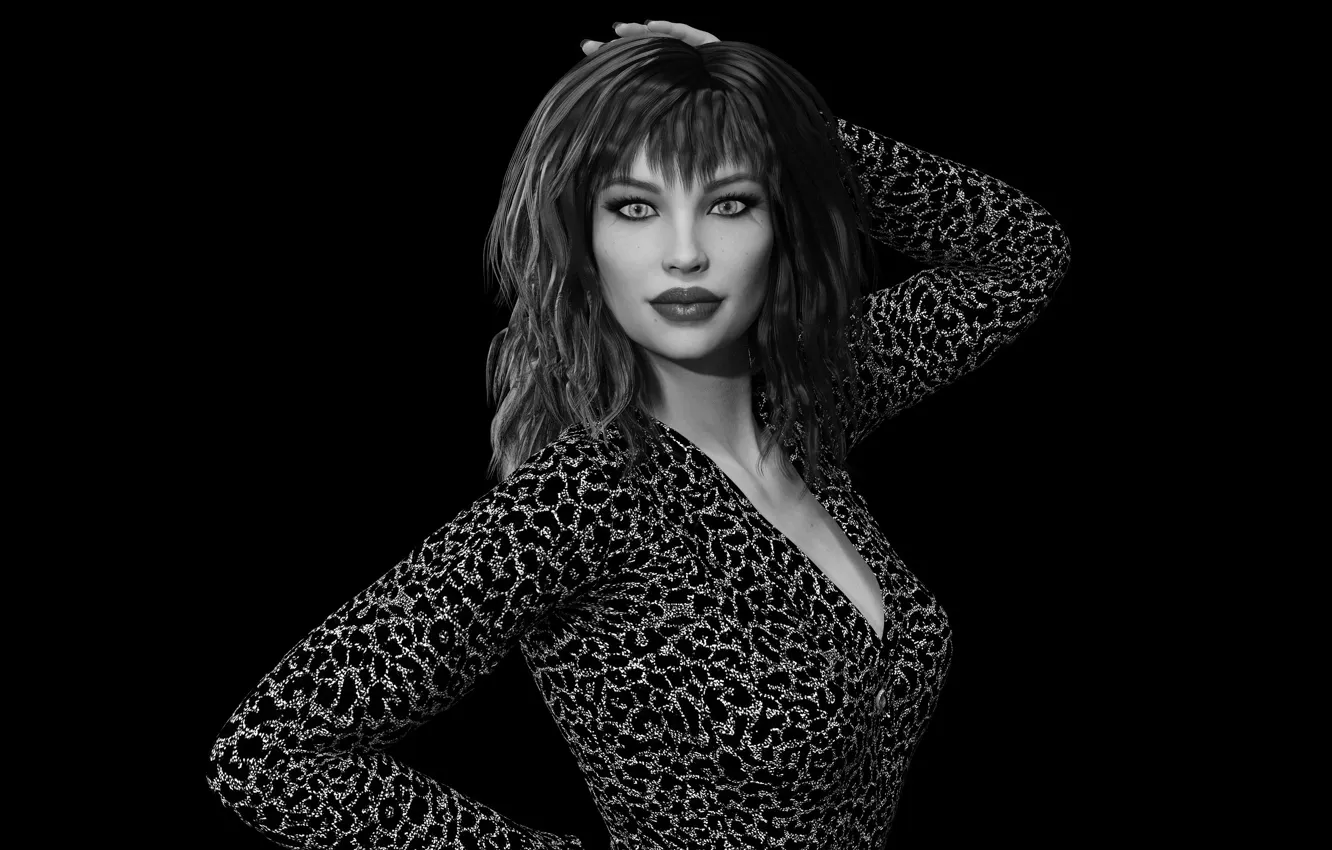 Wallpaper Look Girl Model For Mobile And Desktop Section рендеринг