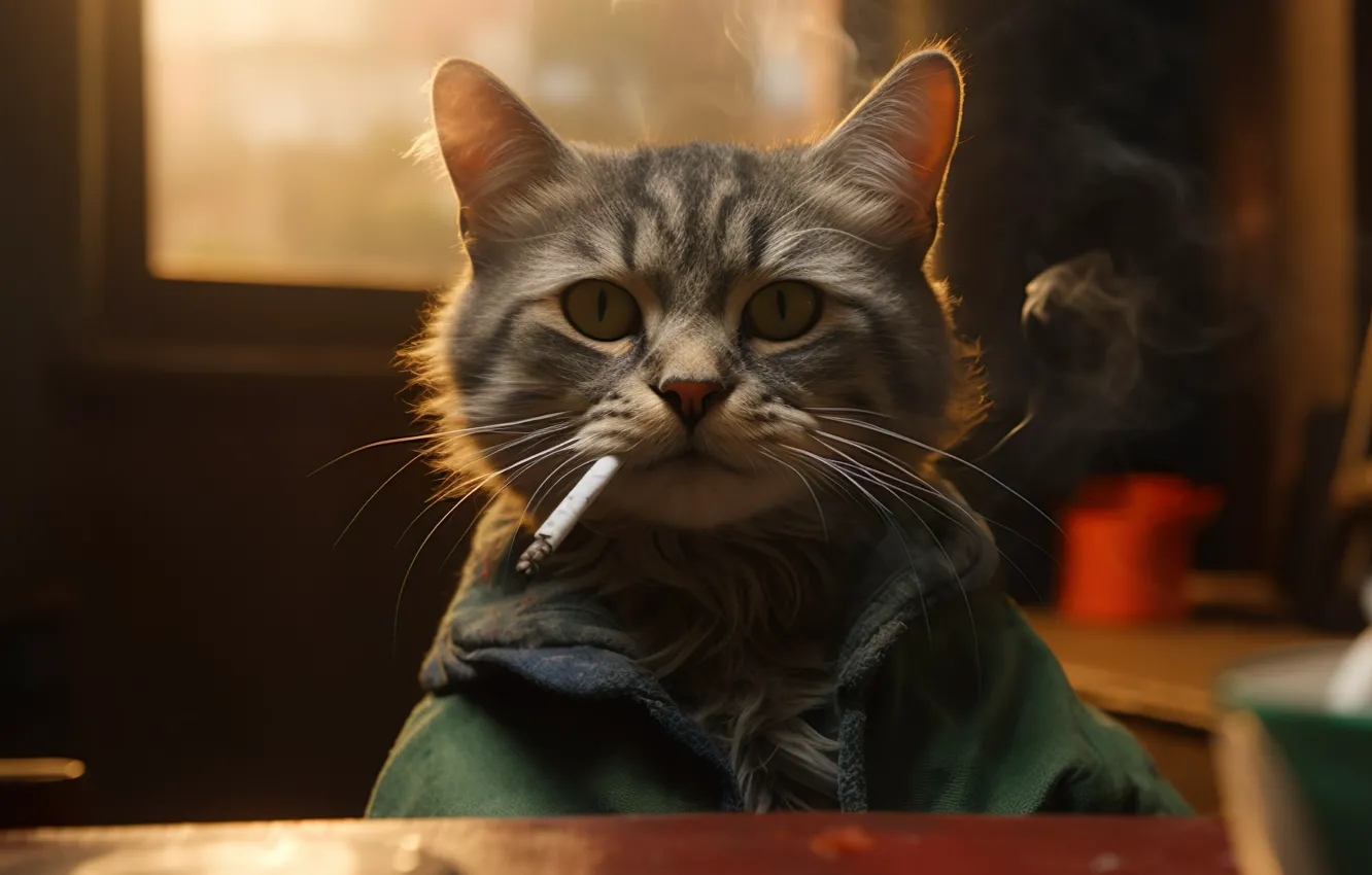 Wallpaper cat, cat, digital art, AI art, neural network, the art of ...