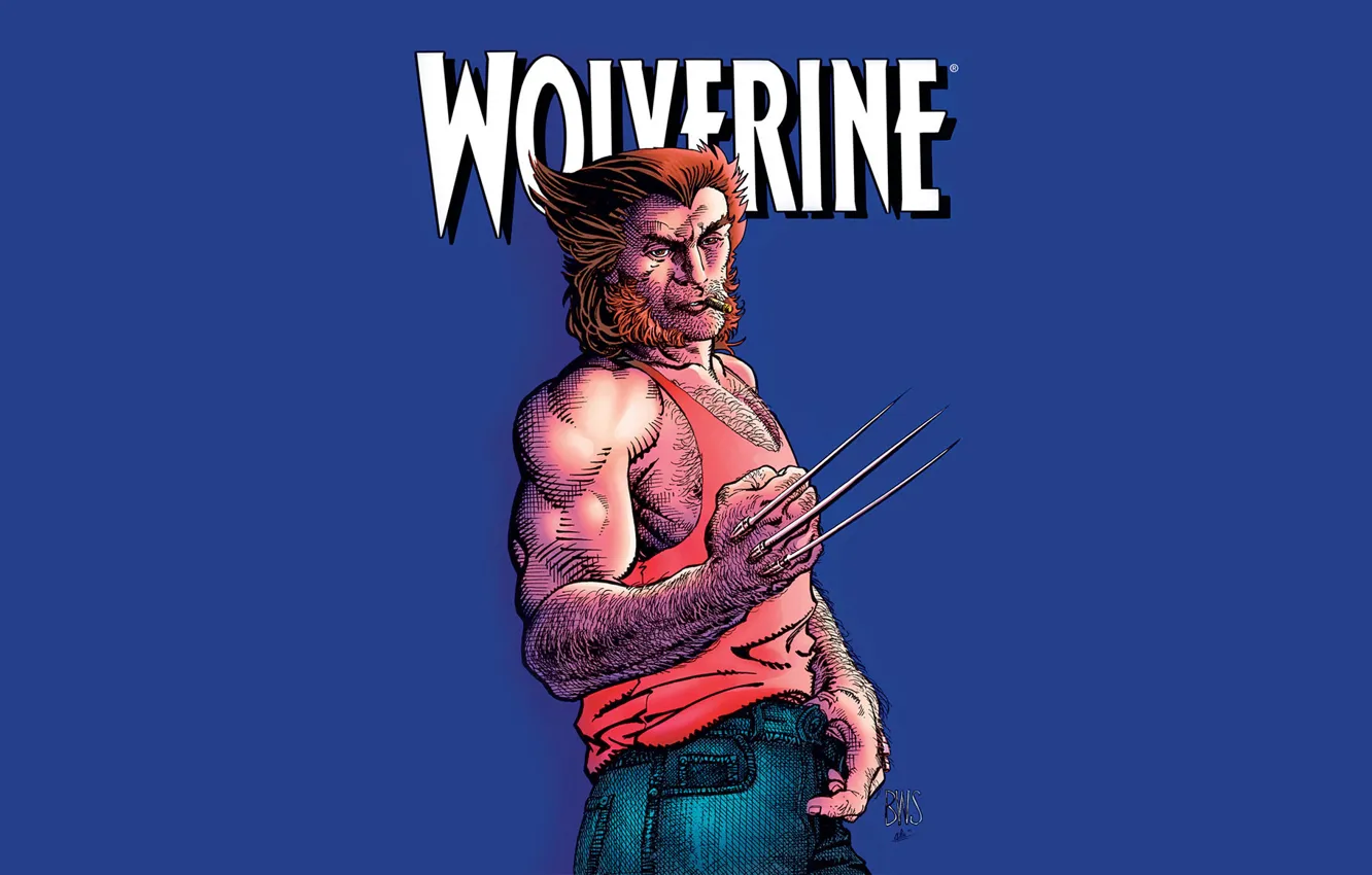 Wallpaper background, jeans, Mike, claws, cigar, Wolverine, Logan ...