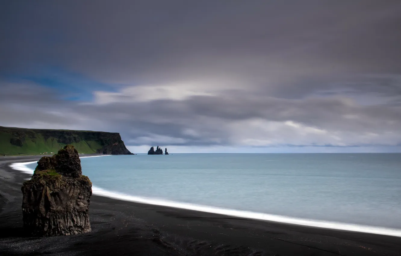 Wallpaper sea, landscape, iceland, Reynisfjara beach, Reynisdrangar ...