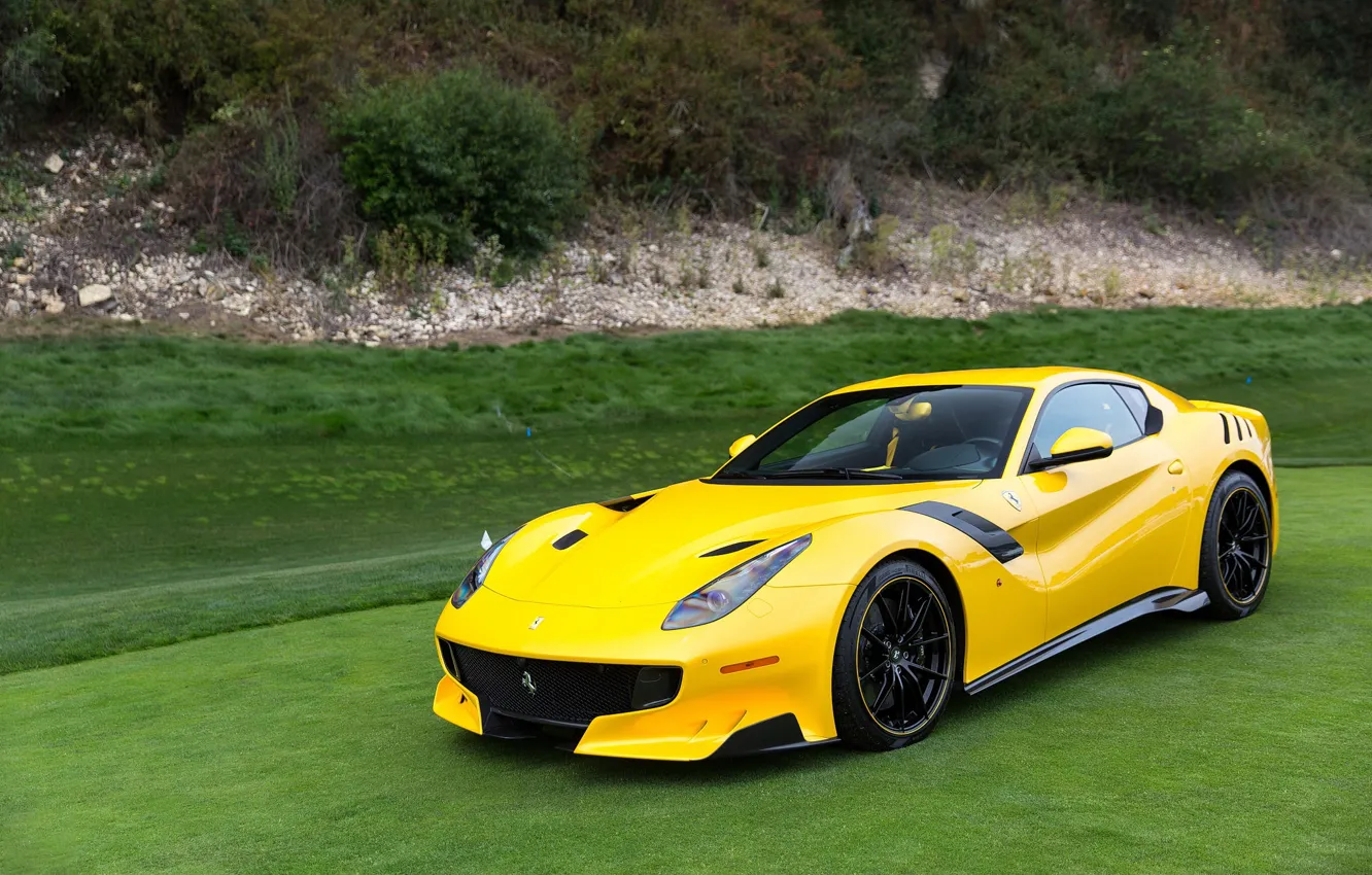 Wallpaper Ferrari, Green, Yellow, F12, Lawn, TDF for mobile and desktop ...