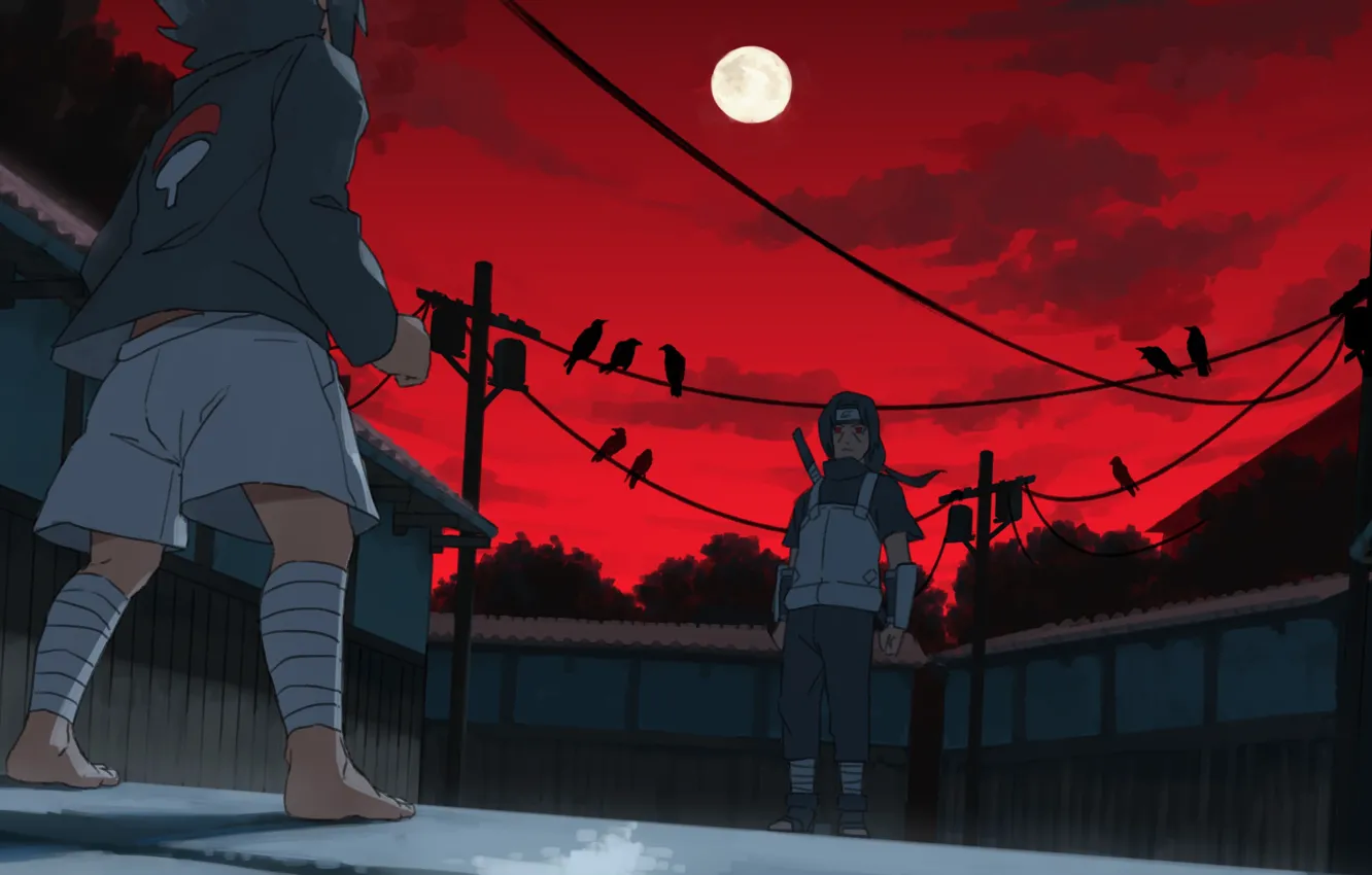 Wallpaper night, brothers, Naruto, Sasuke Uchiha, Itachi Uchiha, bloody ...