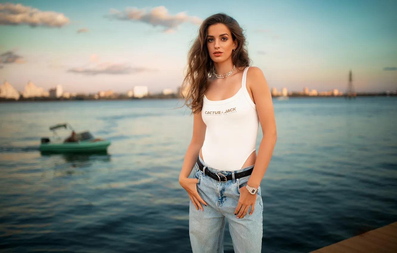 Wallpaper girl, sweetheart, model, Watch, Jeans, Wallpaper, brown hair ...