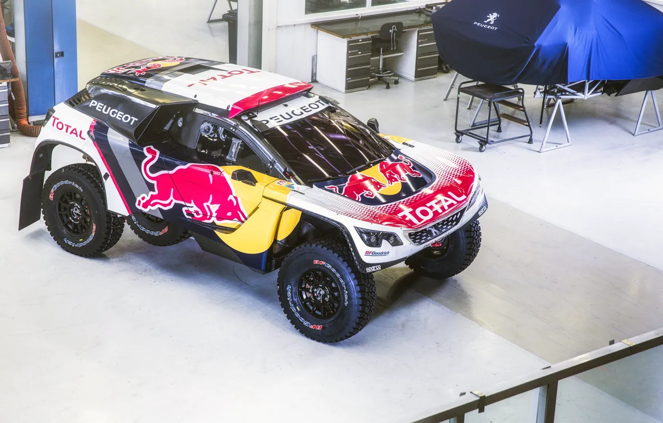 Wallpaper machine, auto, speed, SUV, Peugeot, Red Bull, Rally, Dakar ...