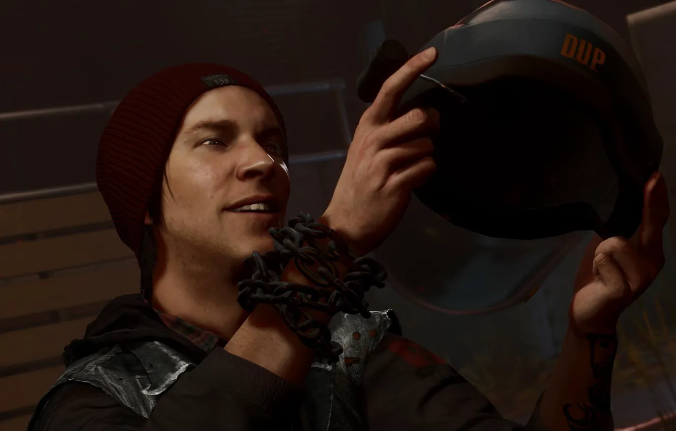 Wallpaper hat, people, chain, helmet, infamous second son for mobile ...