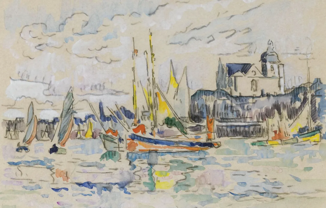 Wallpaper figure, watercolor, 1913, Paul Signac, Paul Signac, View of ...