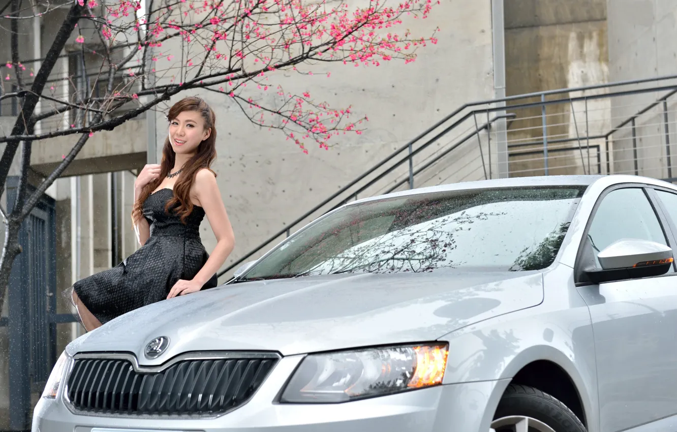 Wallpaper auto, look, Girls, Asian, beautiful girl, posing on the car ...