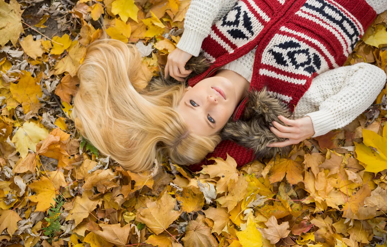Wallpaper Autumn Leaves Blonde Hair Park Park Autumn Leaves For