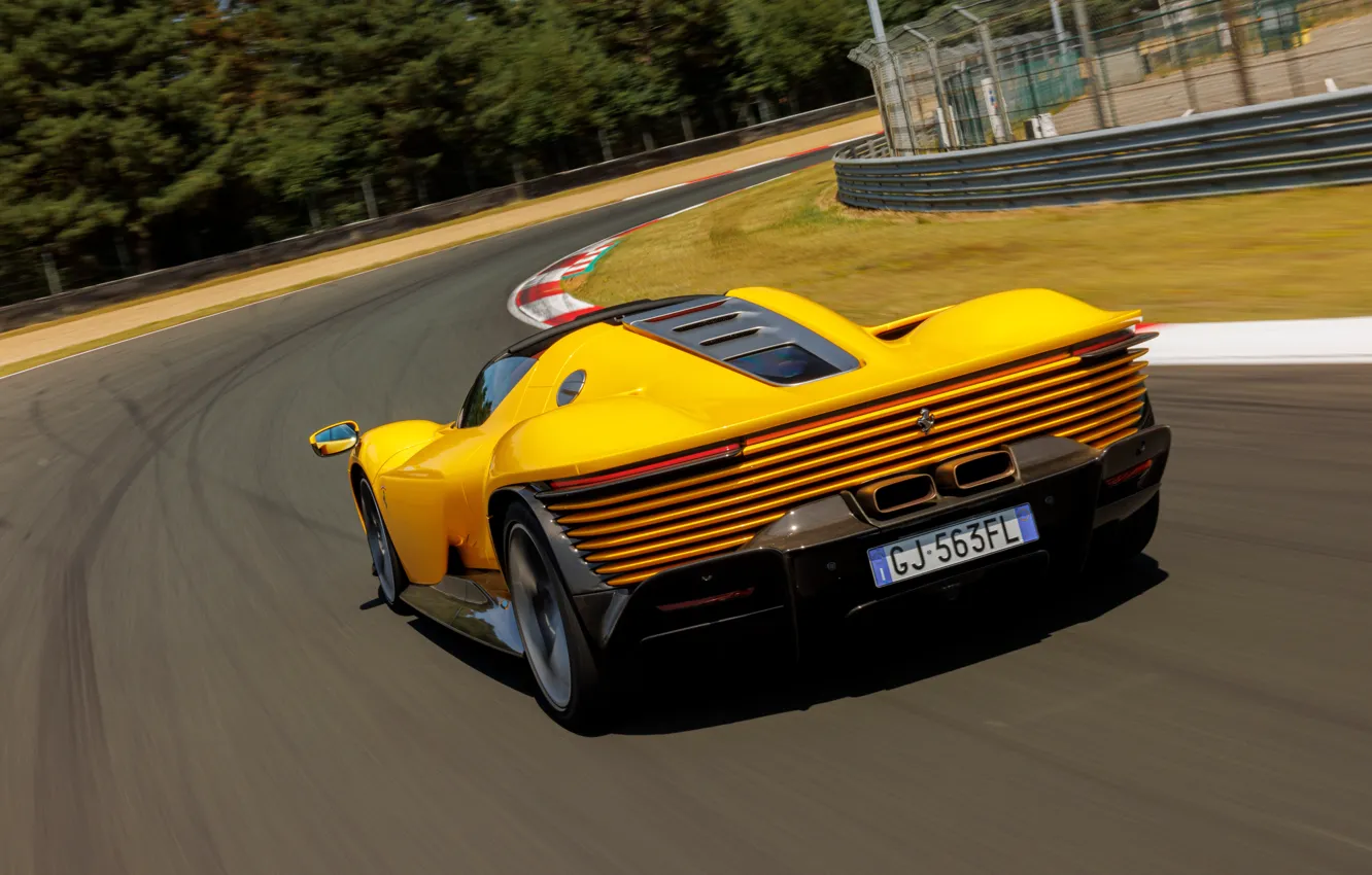 Wallpaper Ferrari, supercar, yellow, speed, Daytona, back view, Ferrari ...
