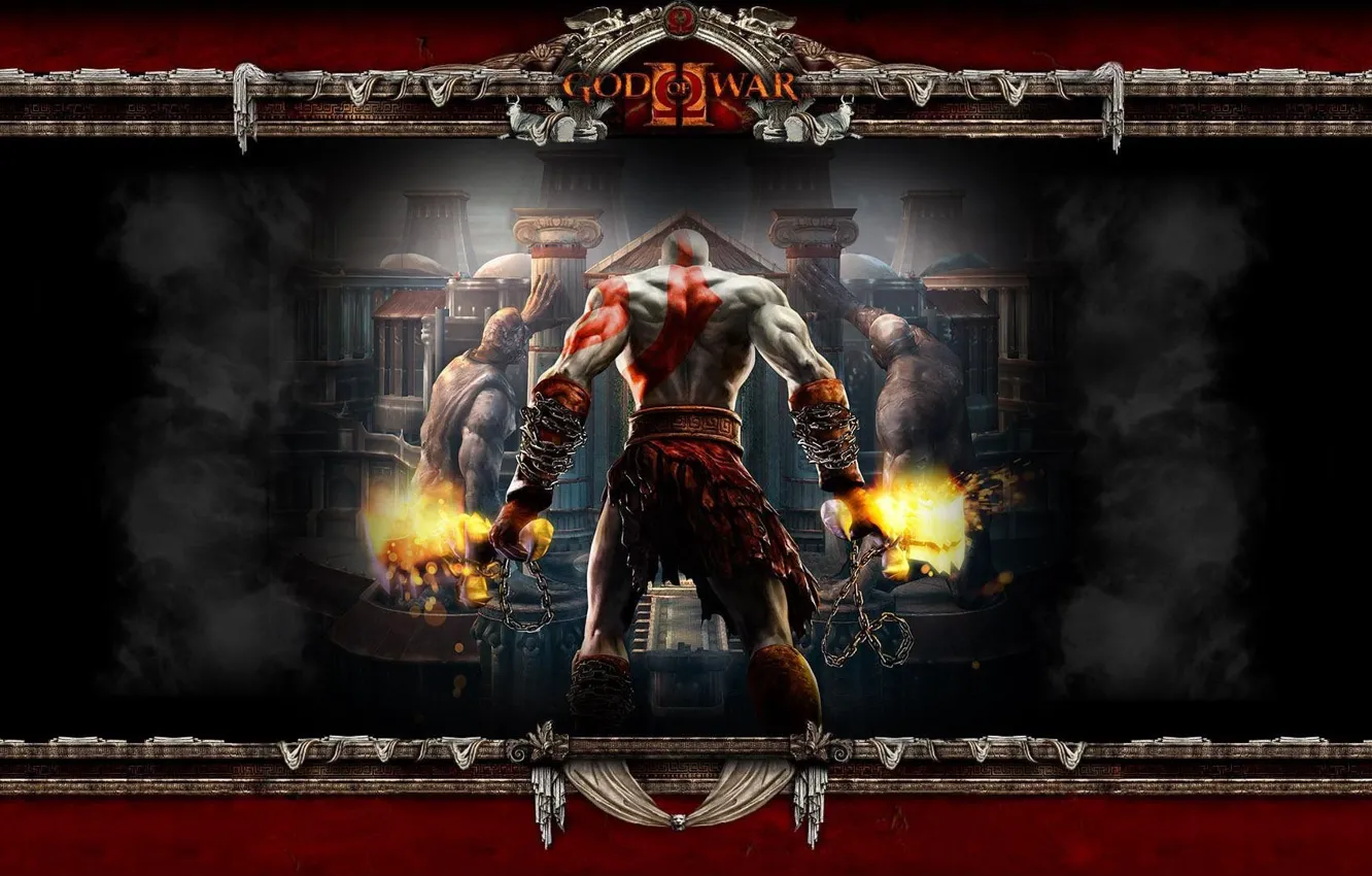 Wallpaper fire, flame, sword, demigod, soldier, Kratos, God of War ...