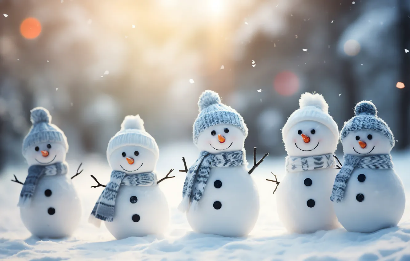 Wallpaper winter, snow, nature, new year, Christmas, snowman, company ...