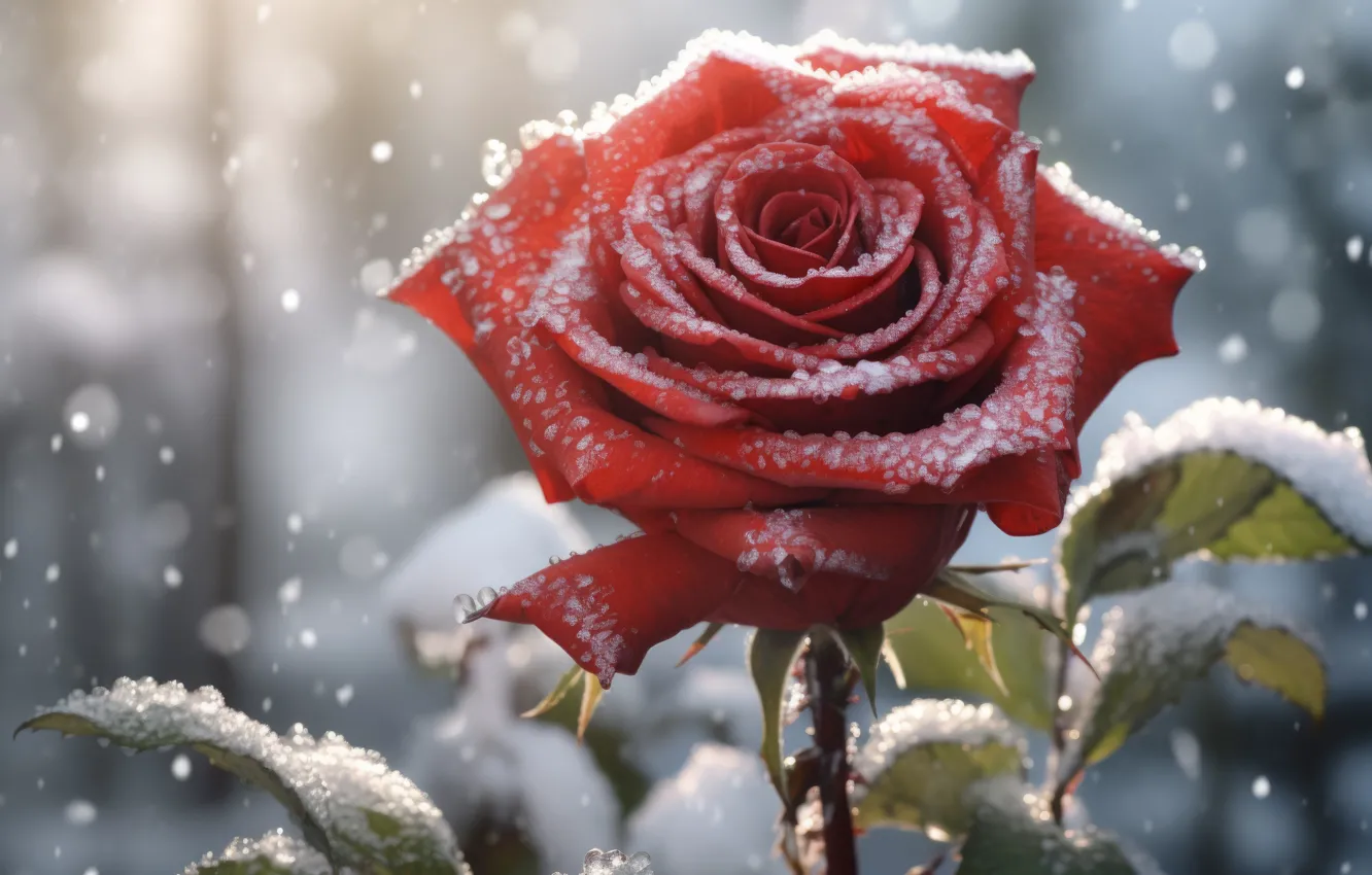 Wallpaper winter, flower, snow, rose, frost, rose, flower, beautiful ...