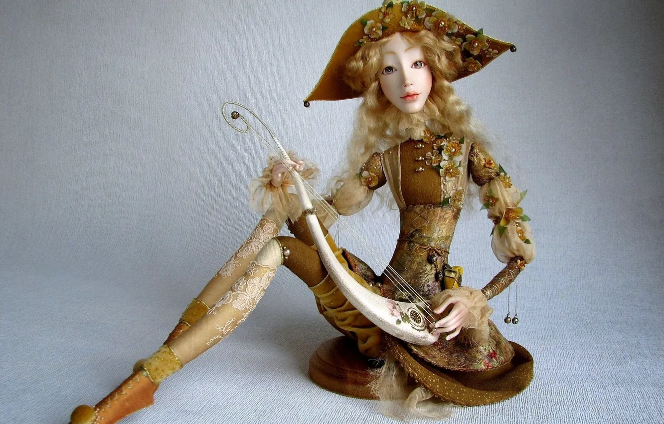 Wallpaper girl, doll, musical instrument for mobile and desktop ...