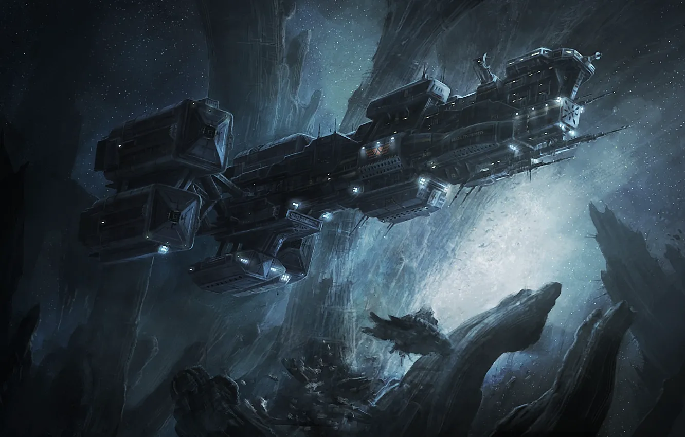 Wallpaper space, stones, rocks, ship, art, prometheus, radojavor for ...