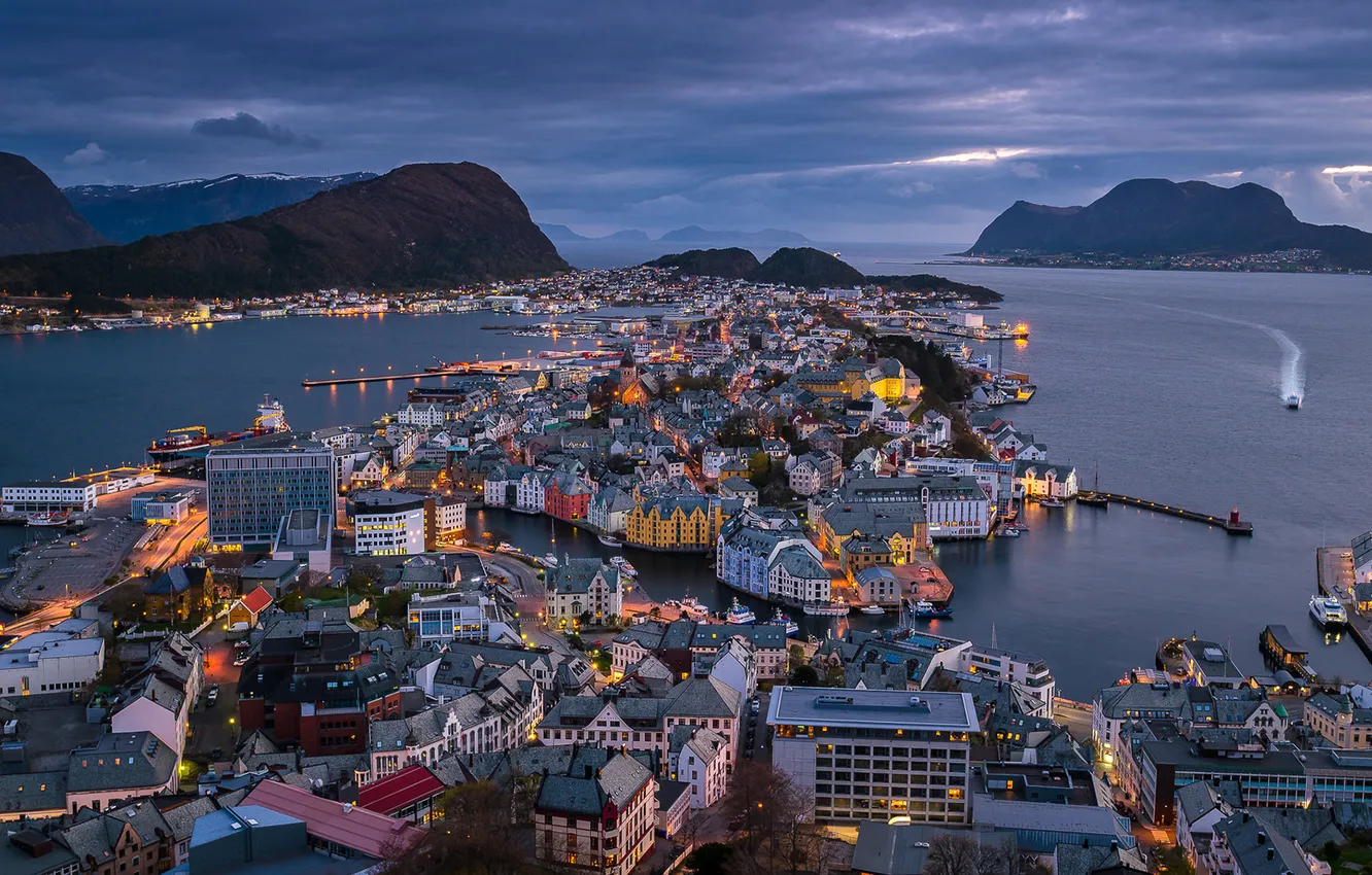Wallpaper the evening, Norway, Alesund for mobile and desktop, section ...