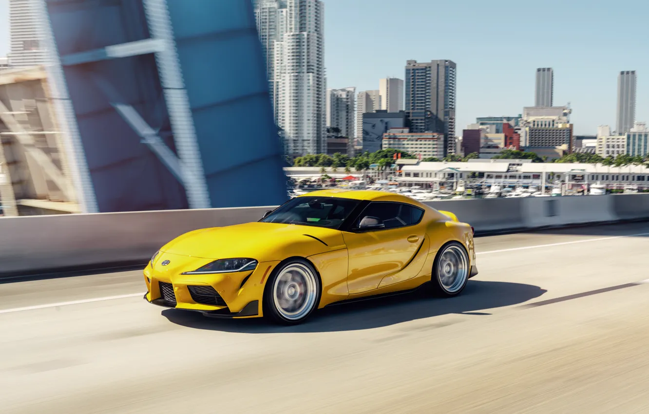 Wallpaper road, yellow, sports car, Toyota Supra, 2020 Toyota GR Above ...