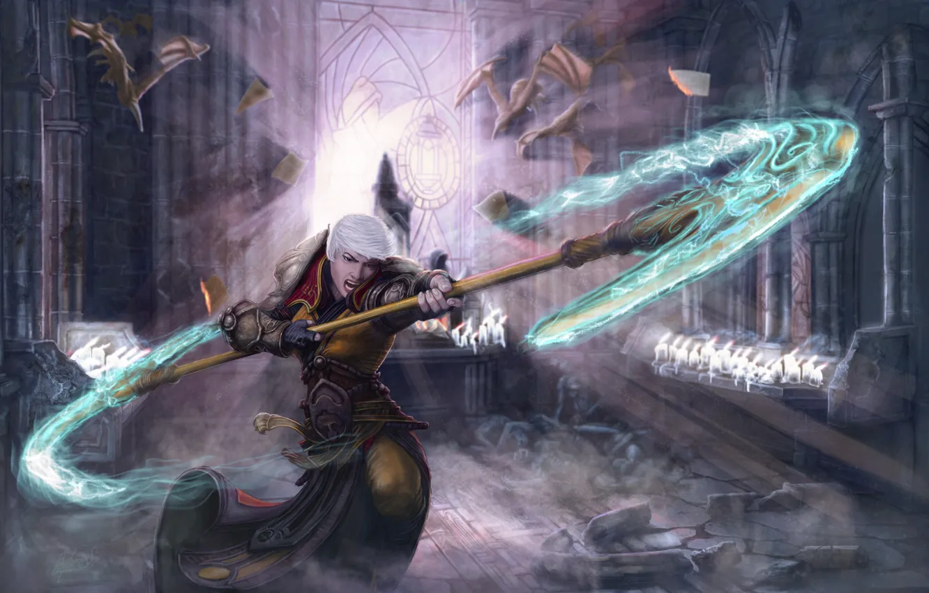 Wallpaper girl, weapons, magic, art, monk, temple, Diablo, monk images ...