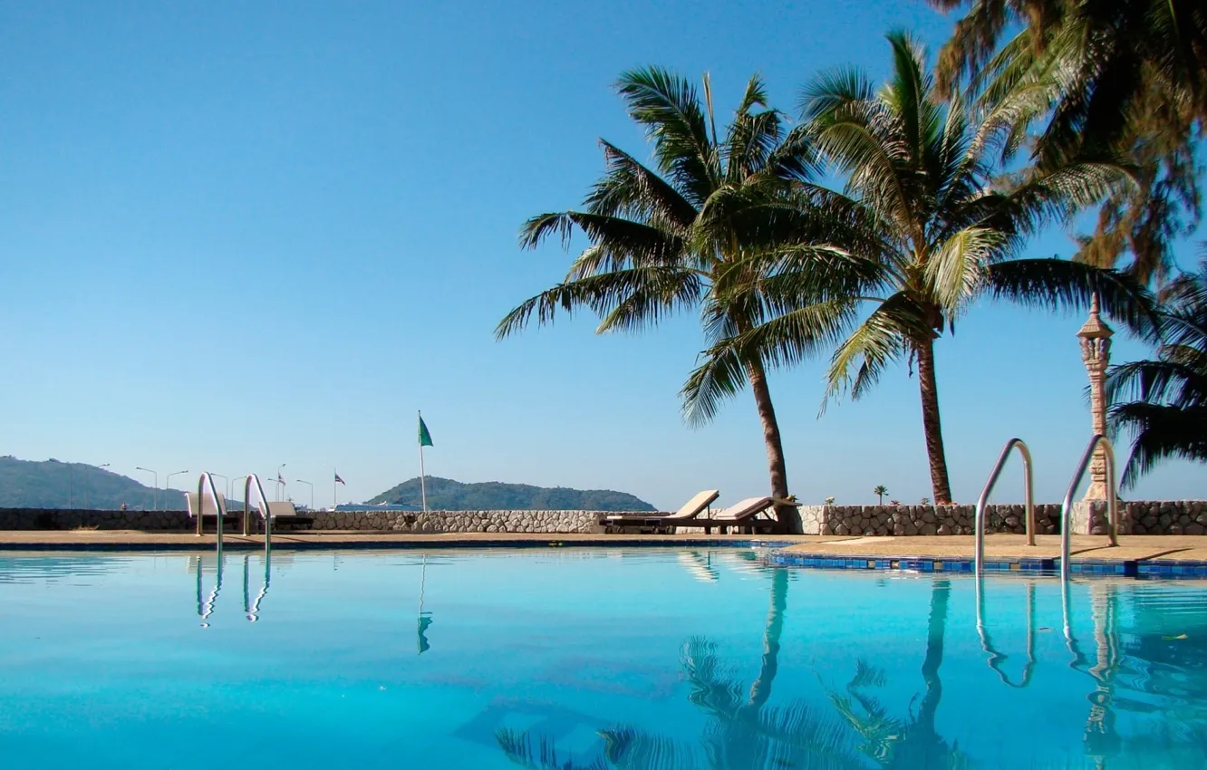 Wallpaper beach, landscape, palm trees, the ocean for mobile and ...