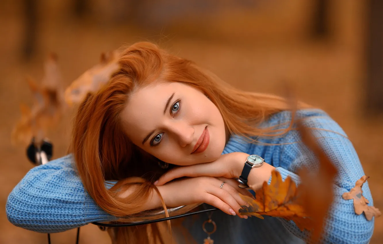 Wallpaper Autumn Look Leaves Girl Face Pose Mood Portrait For