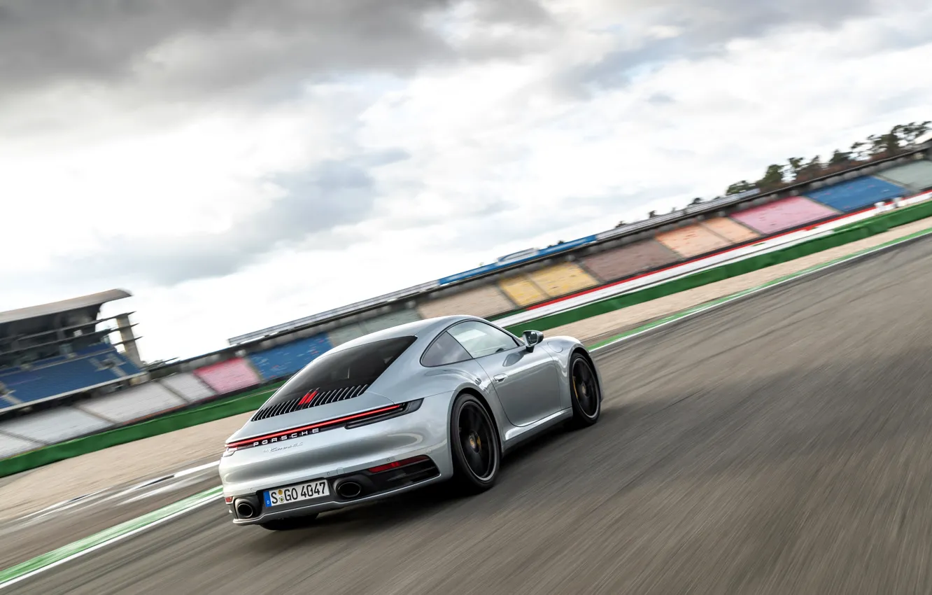 Wallpaper coupe, speed, 911, Porsche, back, track, side, Carrera 4S for ...