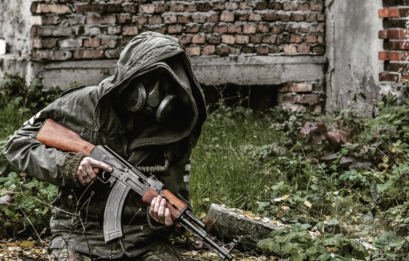 Wallpaper mask, gas mask, Chernobyl, Stalker, AK47, Stalker, Kalash, Chernobylite for mobile and ...