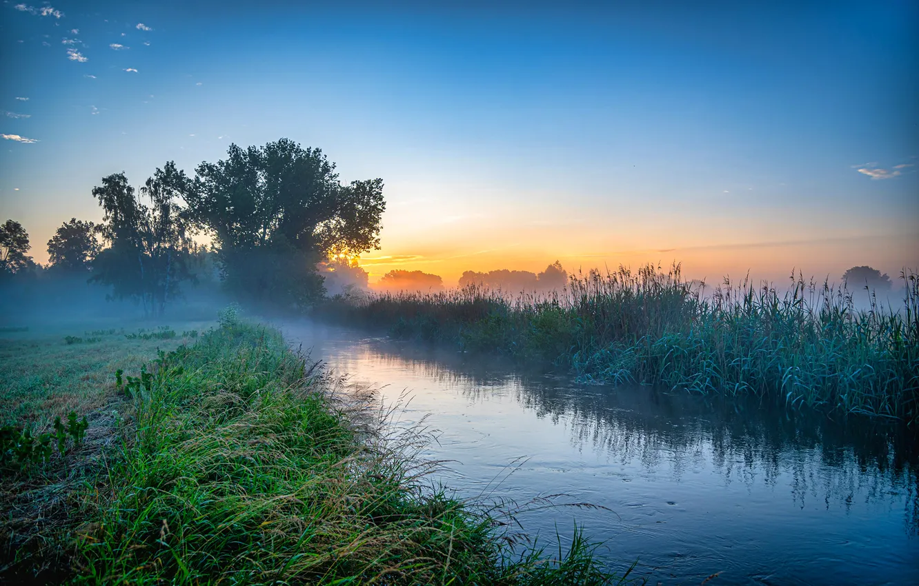 Wallpaper water, fog, dawn, morning, channel for mobile and desktop ...