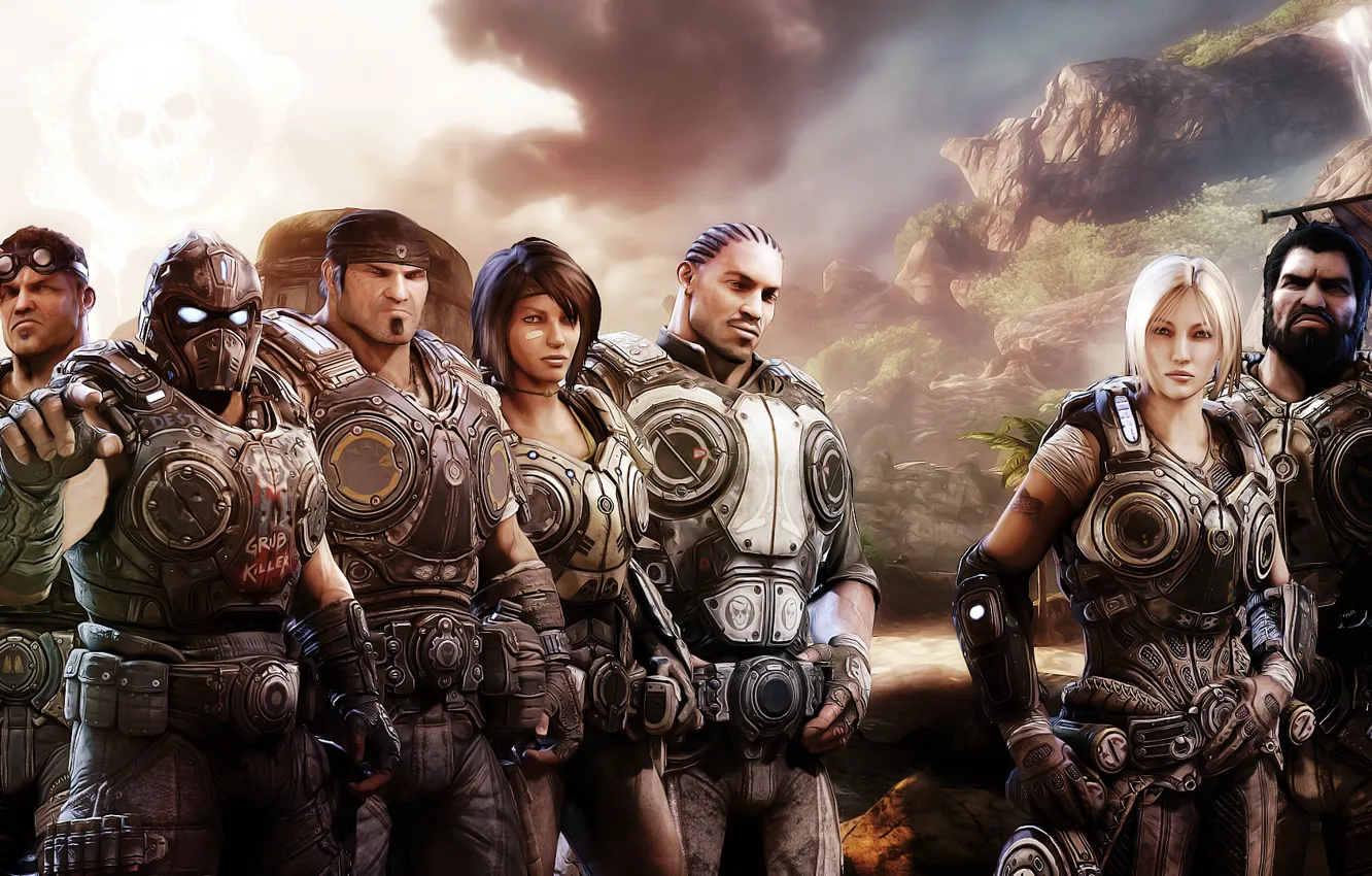 Wallpaper gears of war 3, anya stroud, Samantha Byrne, Damon Baird ...