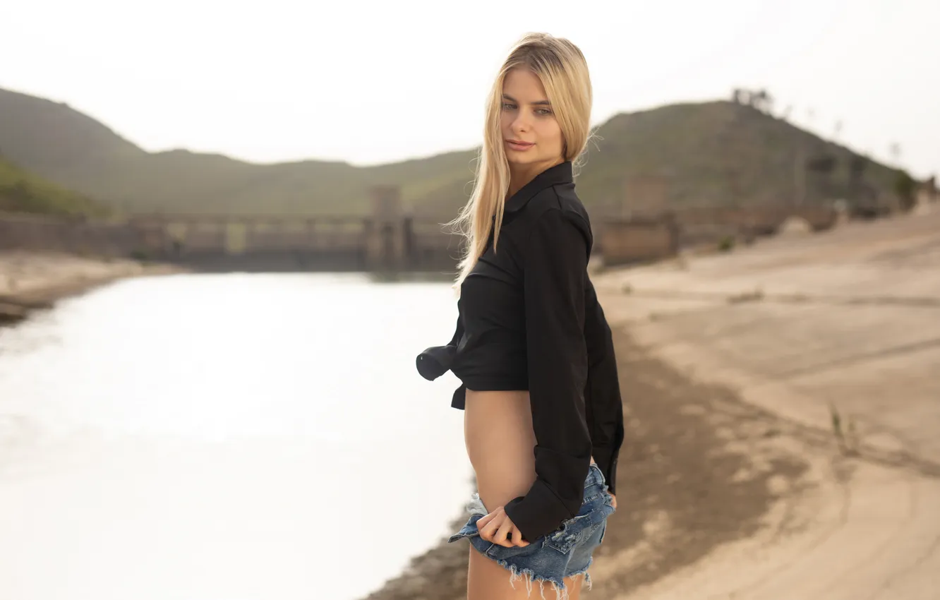 Wallpaper long hair, nature, lake, model, gorgeous, posing, beautiful face, Outside for mobile ...