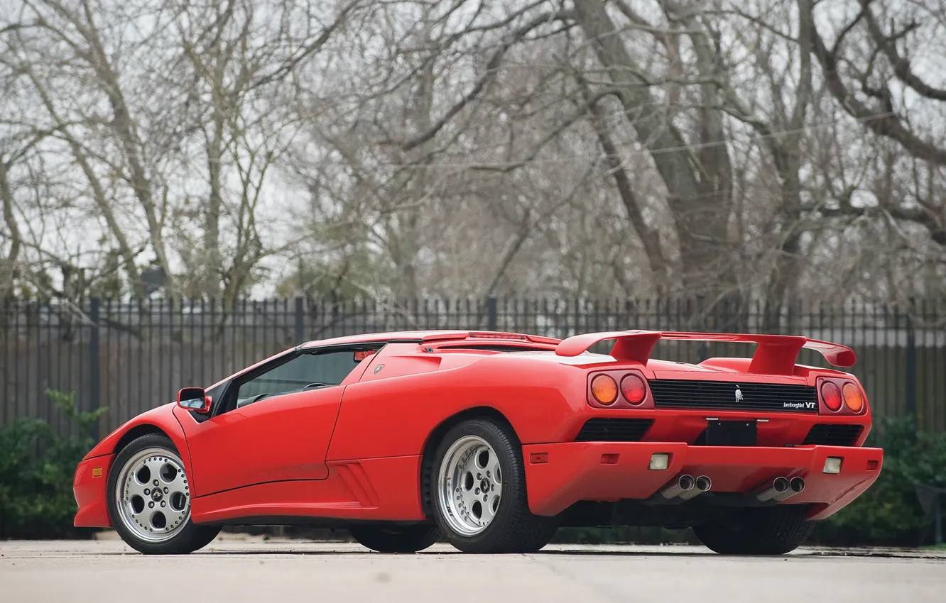 Wallpaper trees, red, Roadster, Lamborghini, Roadster, spoiler, rear ...