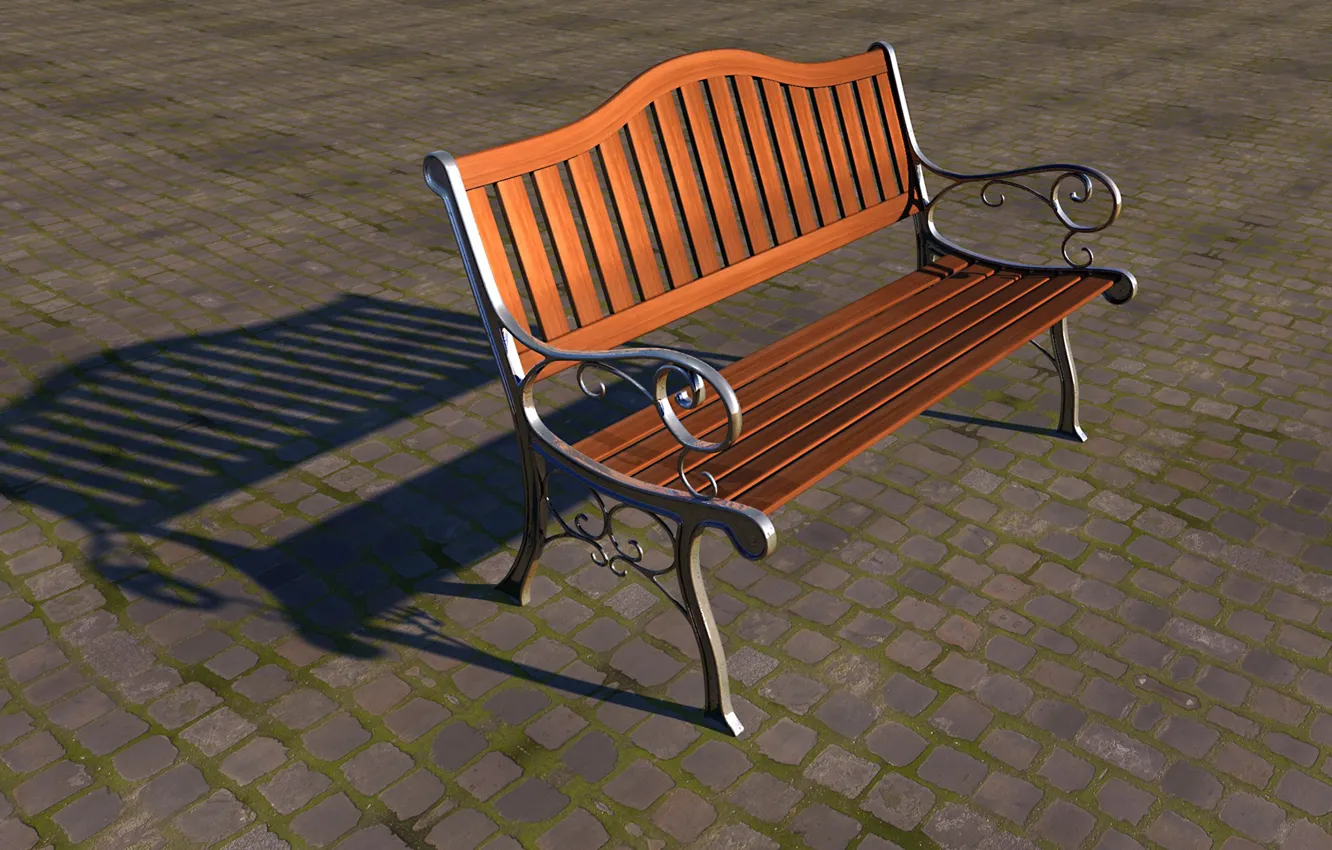 Wallpaper Park, shadow, bench for mobile and desktop, section рендеринг ...