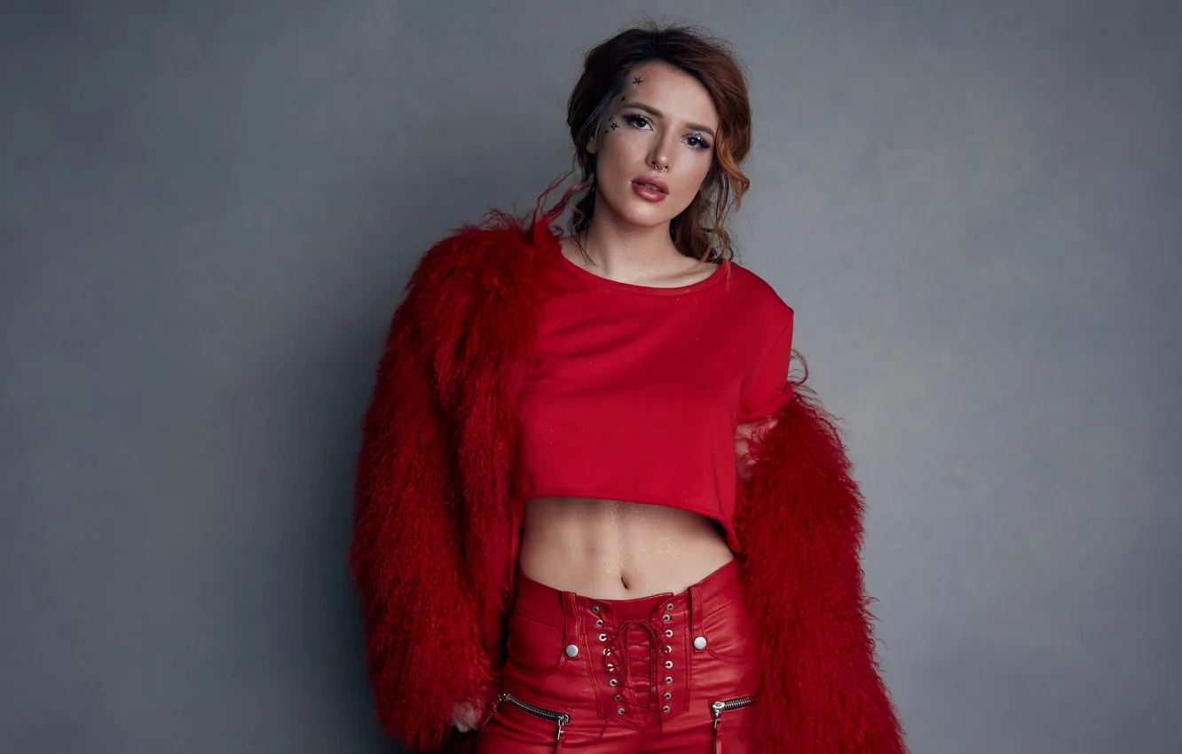 Wallpaper look, makeup, figure, actress, singer, in red, Bella Thorne ...