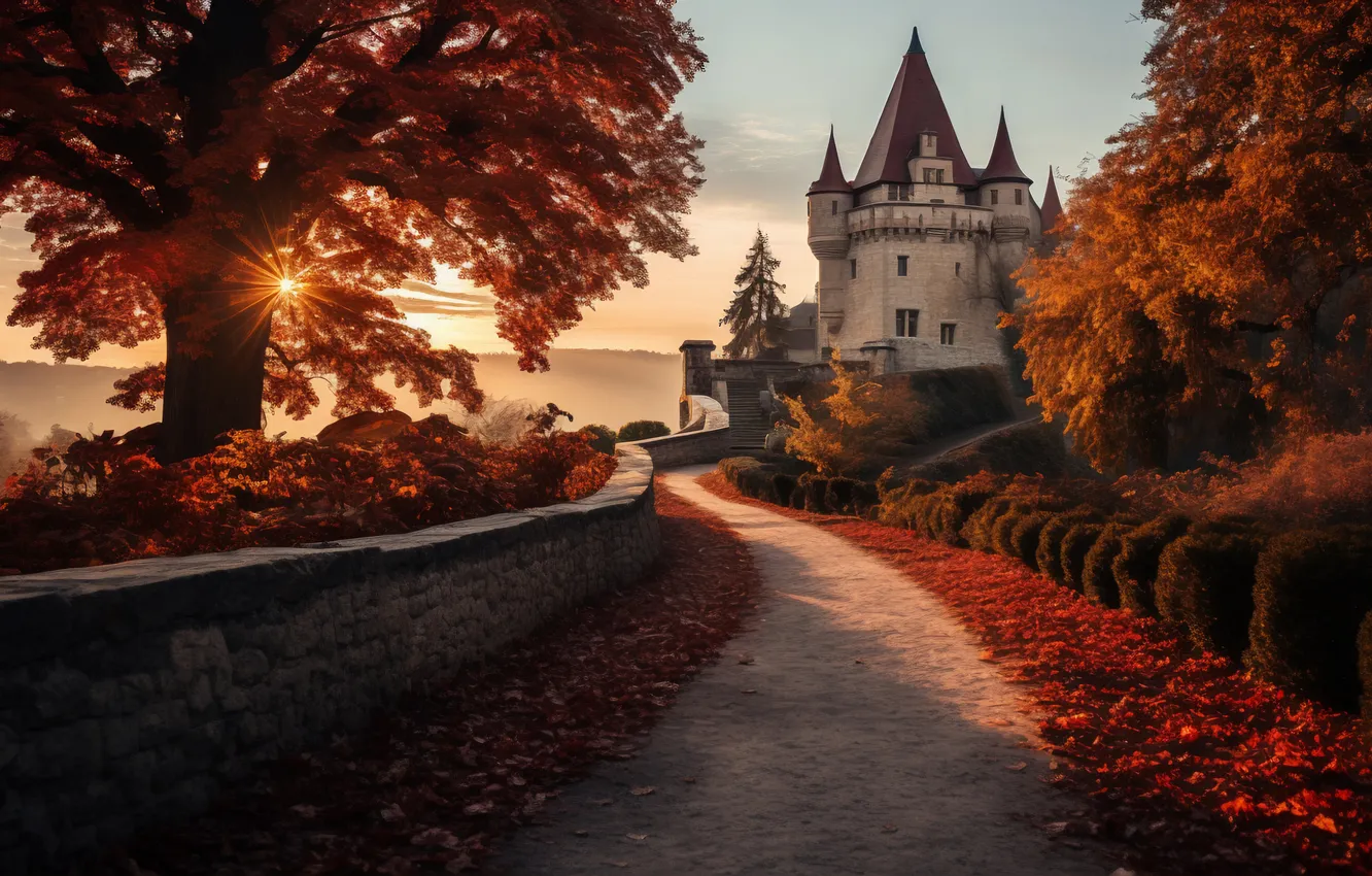 Wallpaper autumn, castle, landscape, autumn, castle, ancient for mobile ...