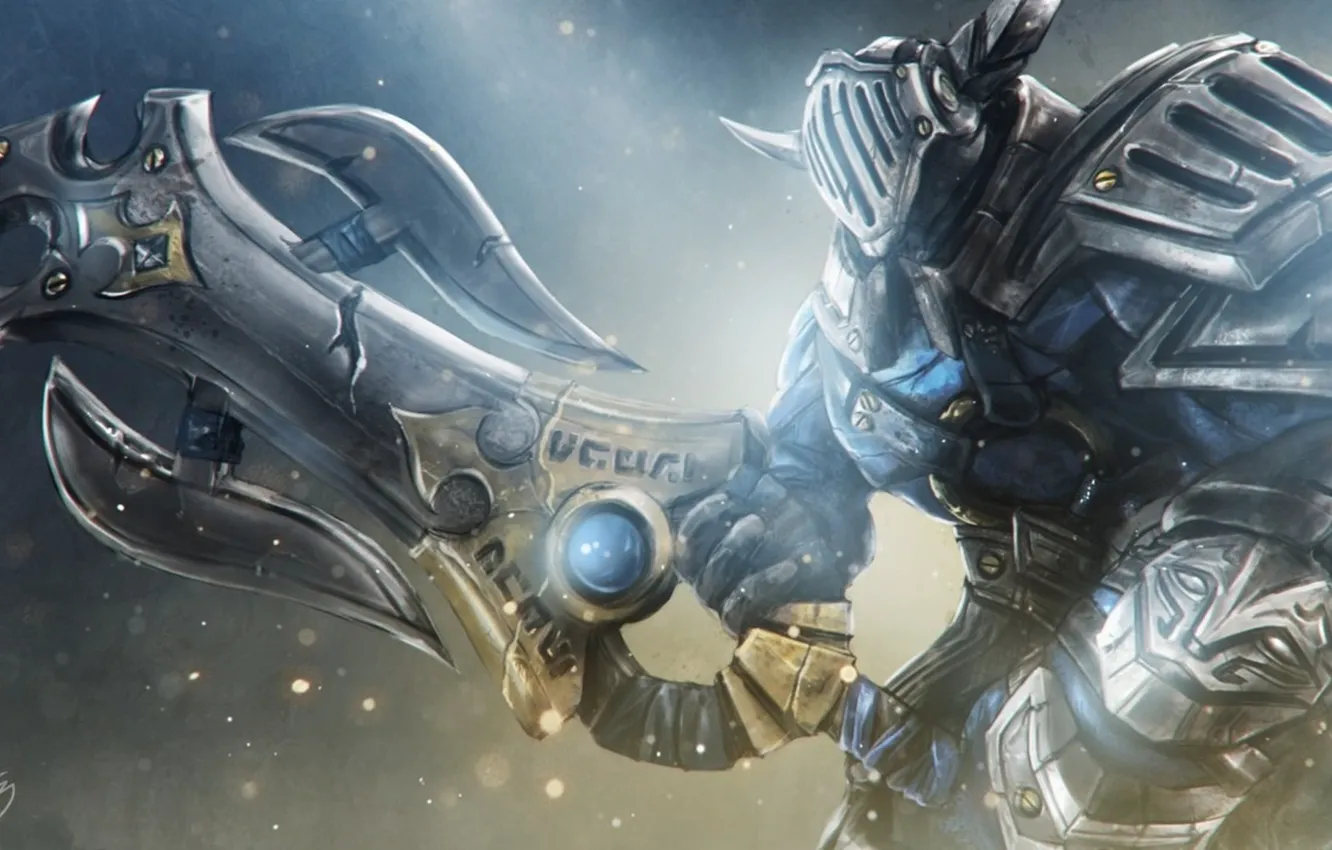 Wallpaper weapons, sword, armor, art, helmet, knight, Dota 2, Sven ...