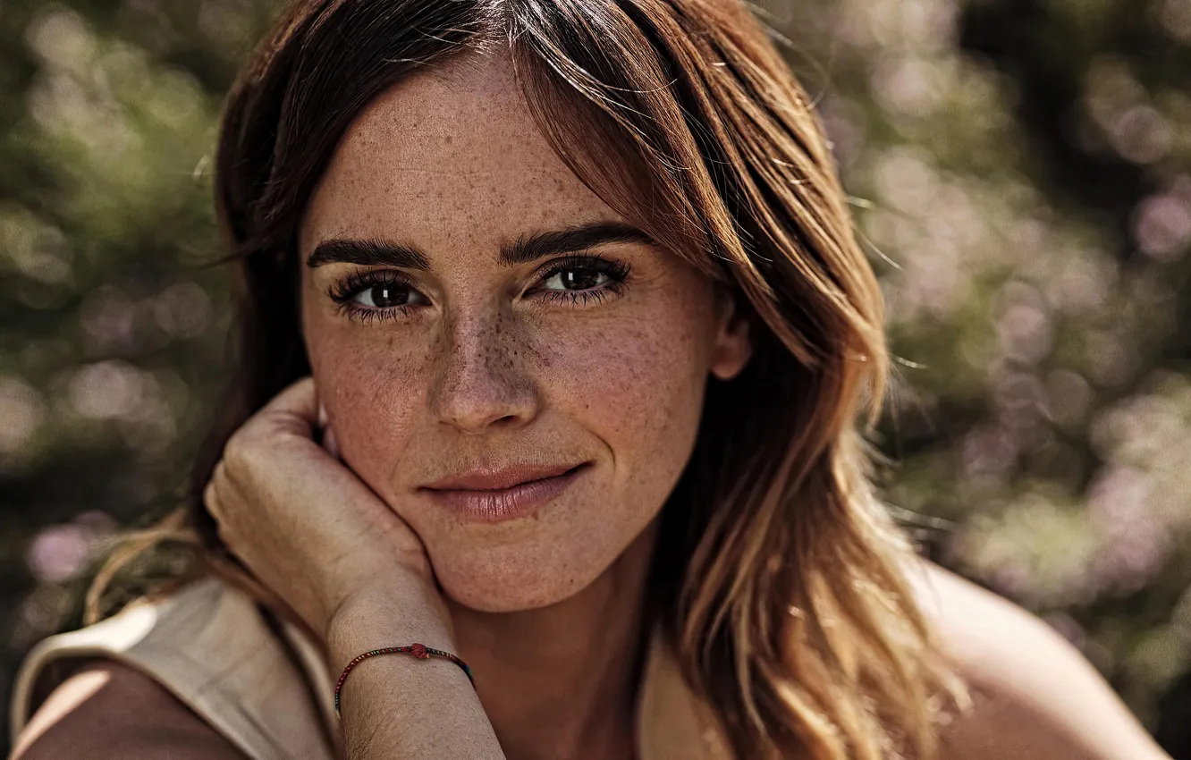 Wallpaper face, smile, actress, freckles, brown hair, beautiful, Emma ...