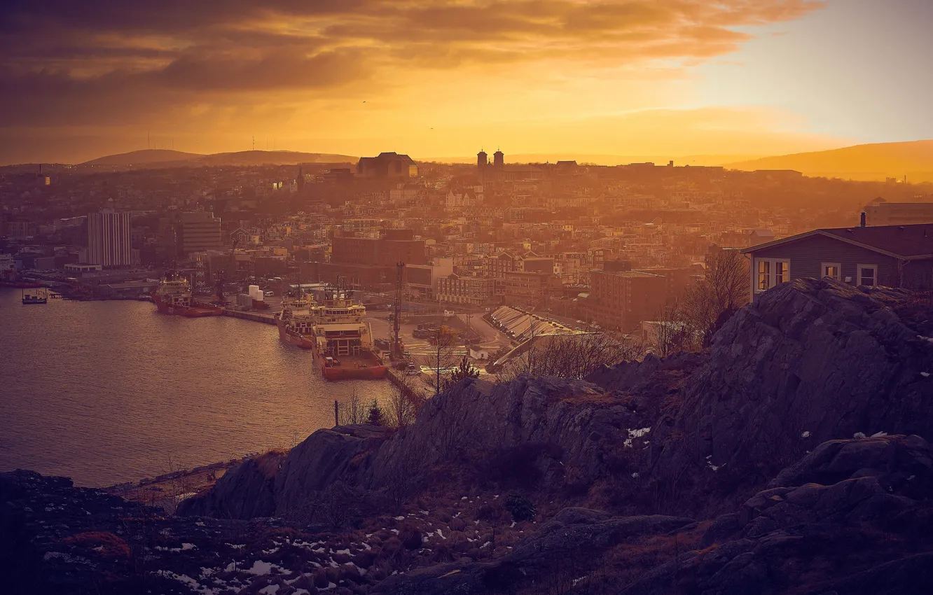 Wallpaper Canada, twilight, sunset, dusk, cityscape, Newfoundland and ...