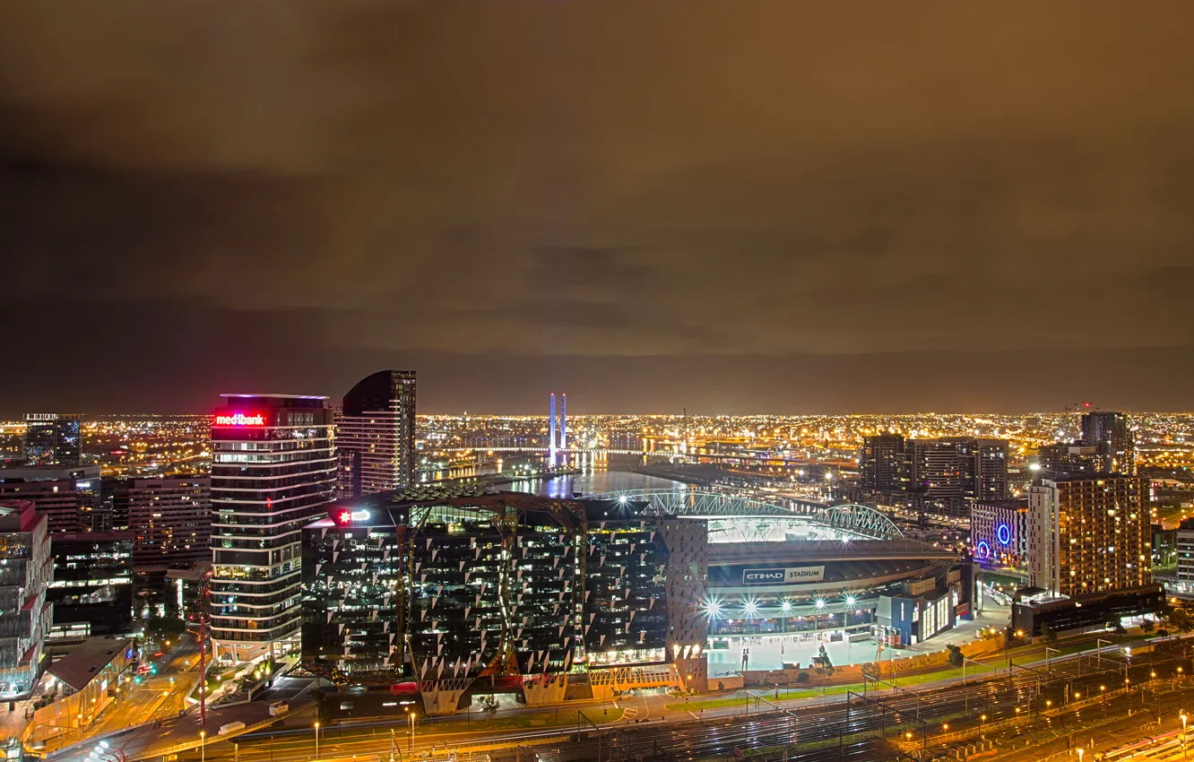 Wallpaper the sky, clouds, night, lights, England, home, panorama ...