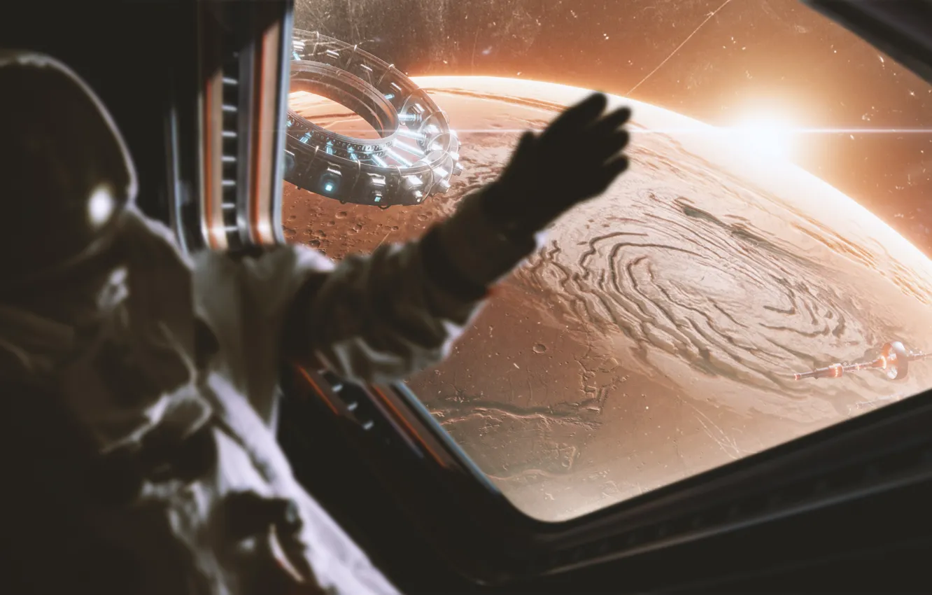 Wallpaper The sun, Future, Station, Planet, Horizon, Space, The ...