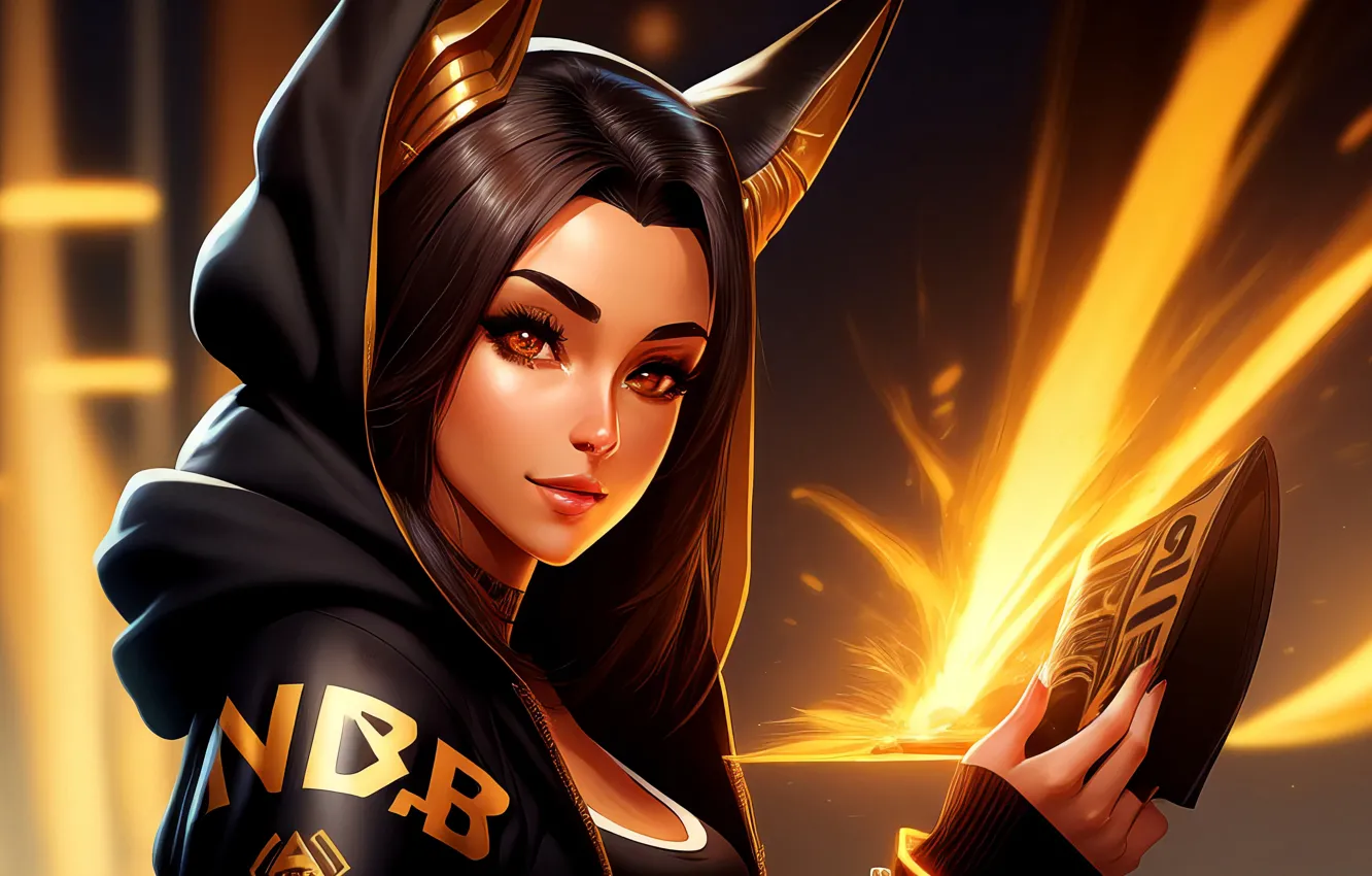 Wallpaper magic, portrait, glow, beautiful girl, bokeh, digital art ...