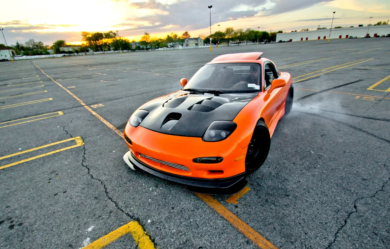 Wallpaper car, machine, style, Wallpaper, orange, skid, drift, drift ...