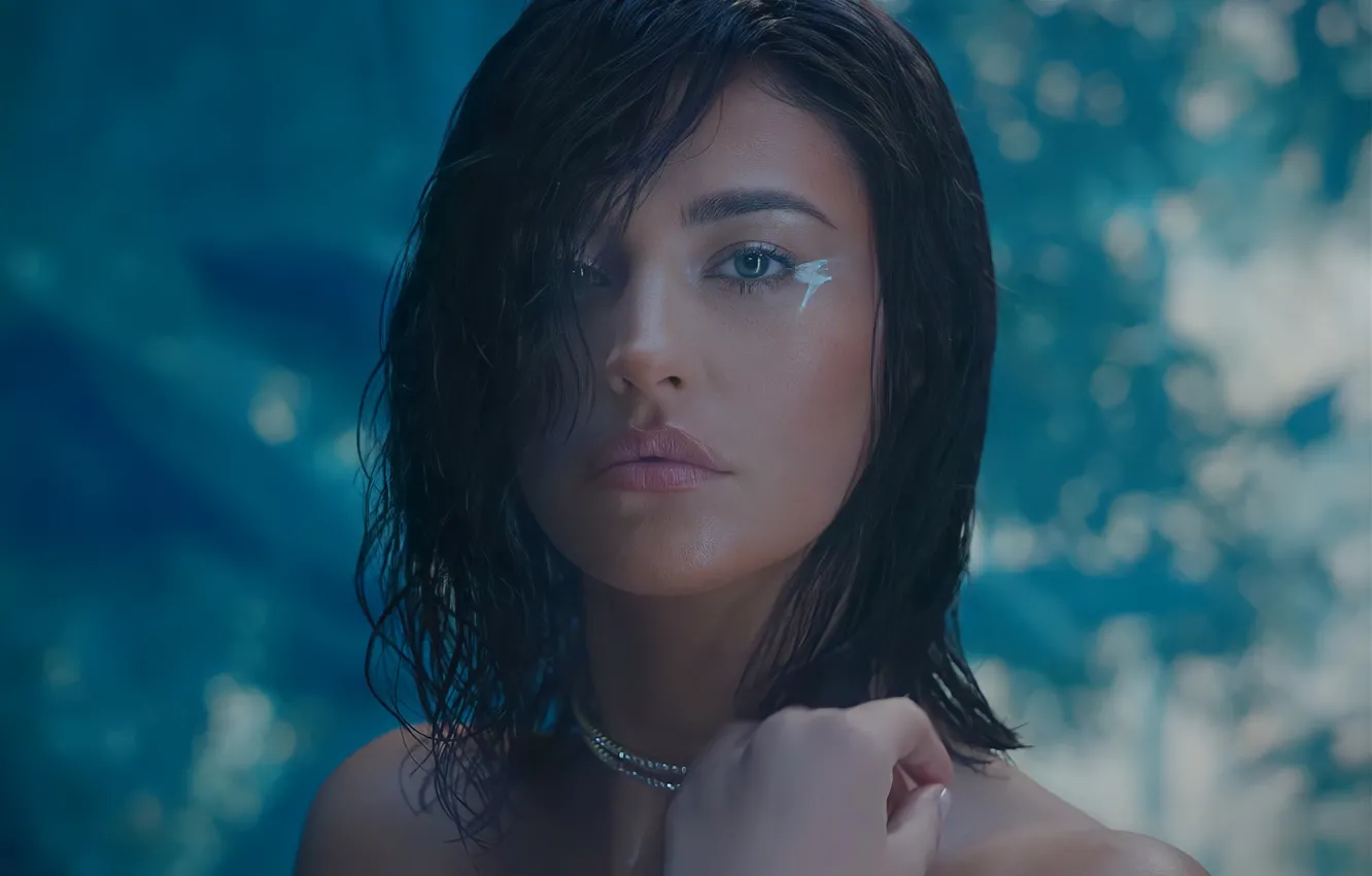 Wallpaper girl, wet, pretty, lips, singer, hair, brunette, pose for ...