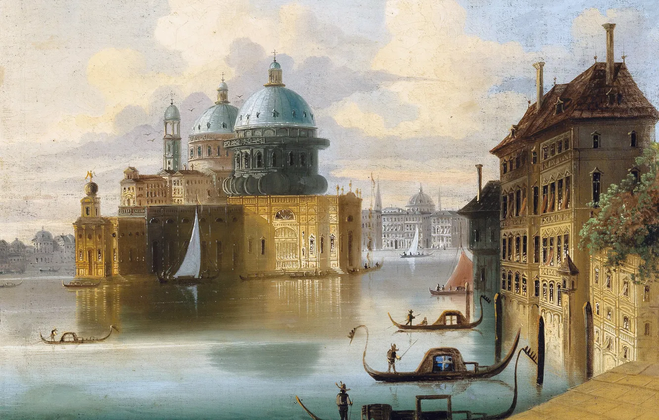 Wallpaper water, home, picture, Venice, gondola, Johann Wilhelm ...