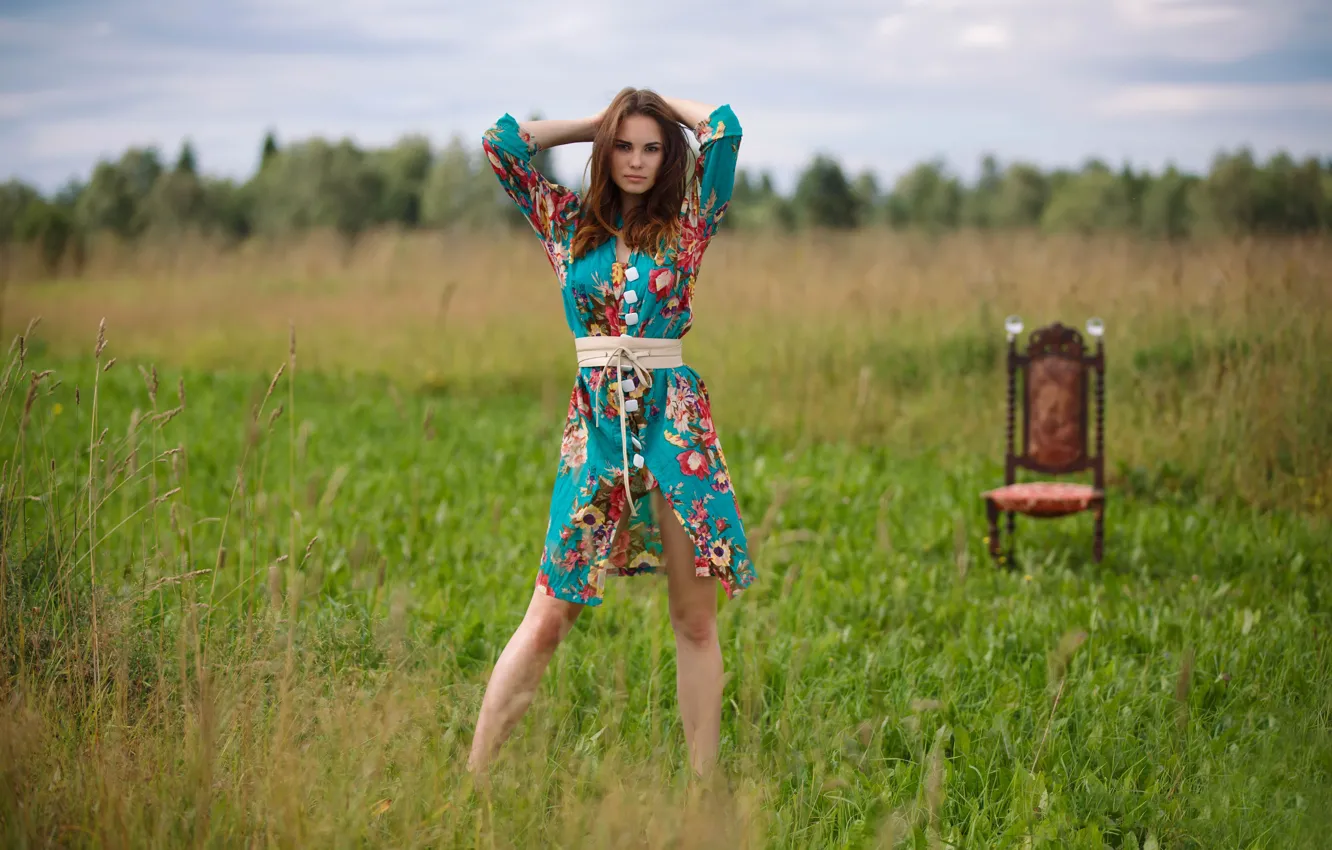 Wallpaper field, nature, model, brunette, sexy woman, countryside ...