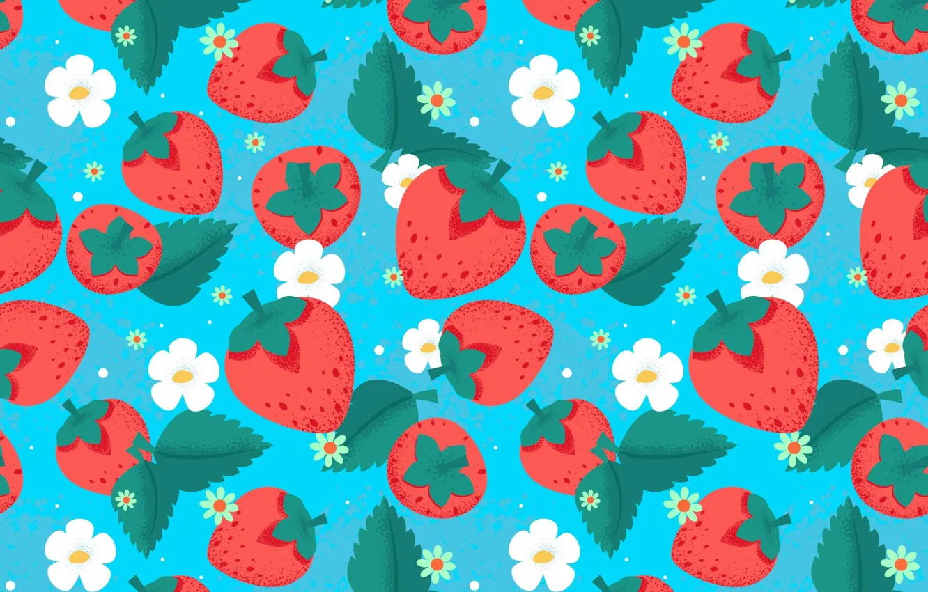 Wallpaper berries, texture, strawberry, blue background for mobile and ...
