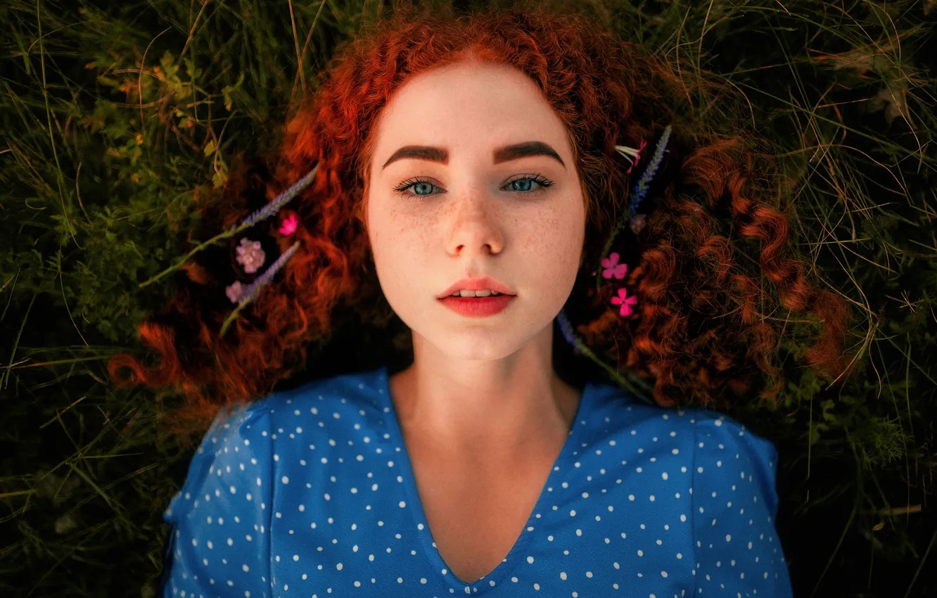 Wallpaper portrait, red, curly, Lera, Viktor Rakov for mobile and ...