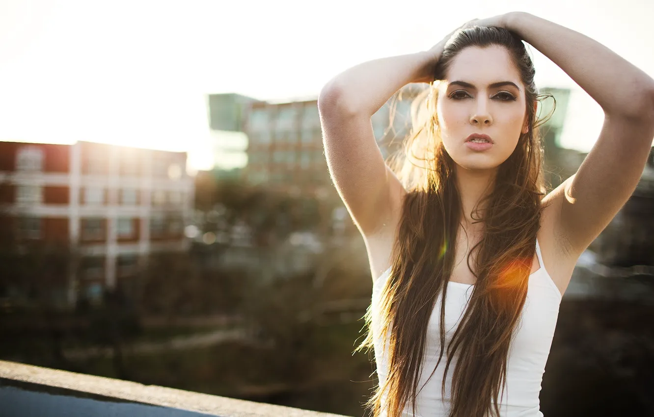 Wallpaper look, girl, the sun, rays, glare, model, hair, girl for ...